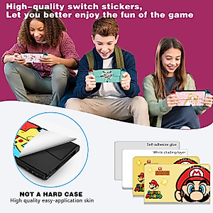 oqpa for Nintendo Switch OLED 2021 Skins Stickers for Girls Boys Kids Cute Kawaii Anime Cartoon Character Fun Decals with Tempered Glass Screen Protector for Nintendo Switch OLED(Head Malio)