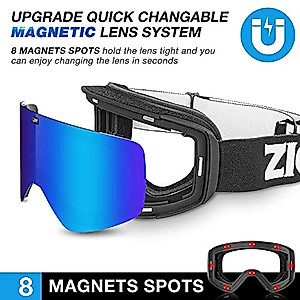 ZIONOR Ski Goggles with X 11 Magnetic Ski Goggles