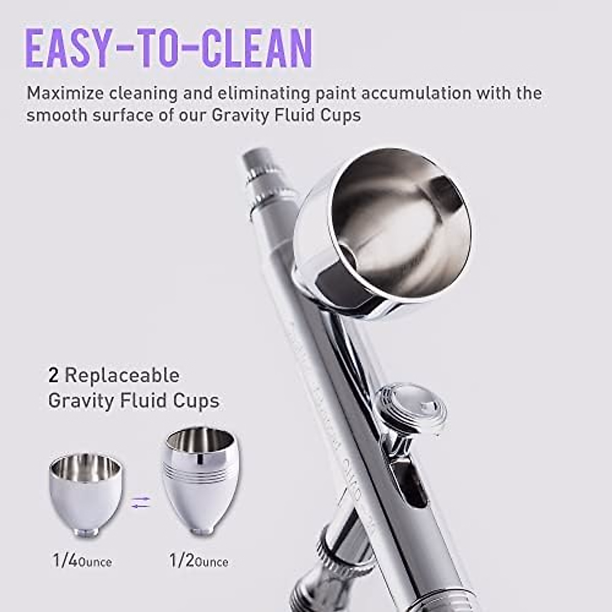 Gaahleri Airbrush Kit, Airbrush Gun Dual-Action Gravity 1/2 & 1/4 oz Fluid Cup, 0.35 & 0.5 mm Needle, Cost-Effective Air Brush Set Makeup Nail Art Painting Model Coloring Cake Decor Silver