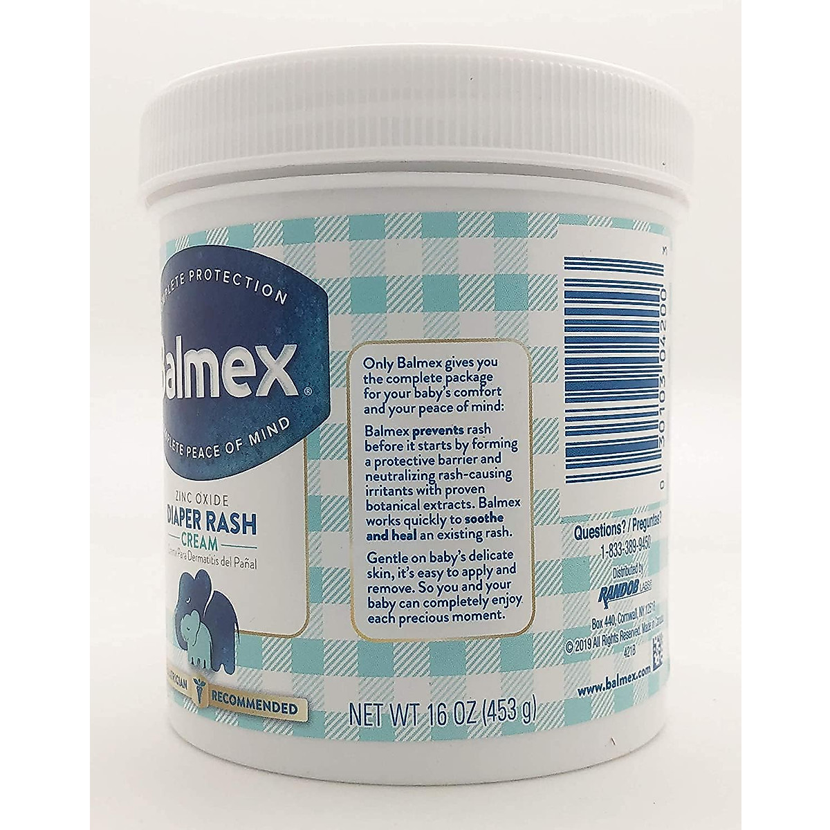 Balmex Diaper Rash Cream With Zinc Oxide 16 oz (Pack of 3)