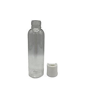 Natural Farms 4 oz Clear Cosmo Plastic Bottles -12 Pack Empty Bottle Refillable - BPA Free - Essential Oils - Aromatherapy | White Press Down Disc Cap - Made in the USA
