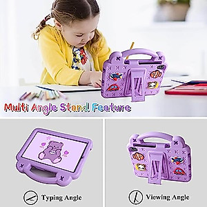 VOFUOE for TCL Tab 8 LE Tablet Case with Shoulder Straps Stand Handle DIY Accessories for Kids, EVA Shockproof Cover for TCL Tab 8 LE (9137W)/ TCL Tab 8 WiFi(9132X) 8.0 Inch 2023-Purple