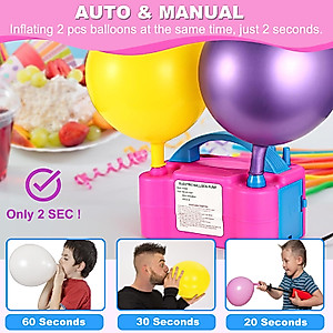 Balloon Pump, Portable Balloon Pump Electric with 100 Balloons, Balloon Inflator Air Pump Balloon Blower Machine for Party Birthday Wedding Festival Decoration - [110V 600W]