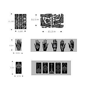 TinkTac 22 Sheets Henna/Mehndi Tattoo Stencils, Henna Body Art Templates