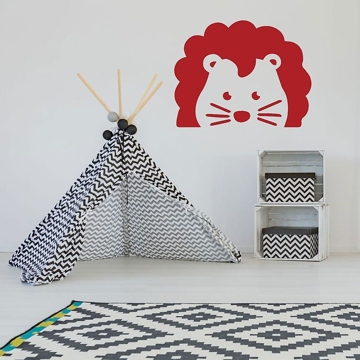 Wall Decal For Kids - Cute Lion Face - Vinyl Sticker Silhouette Decoration for Children's Bedroom, Playroom or Nursery Decor