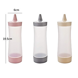 FRCOLOR Condiment Squeeze Bottles 3pcs Squeeze Condiment Bottles, Mustard Bottle Ketchup Bottles for Home Kitchen Reataurant ( Beige ) Reusable Squeeze Bottle