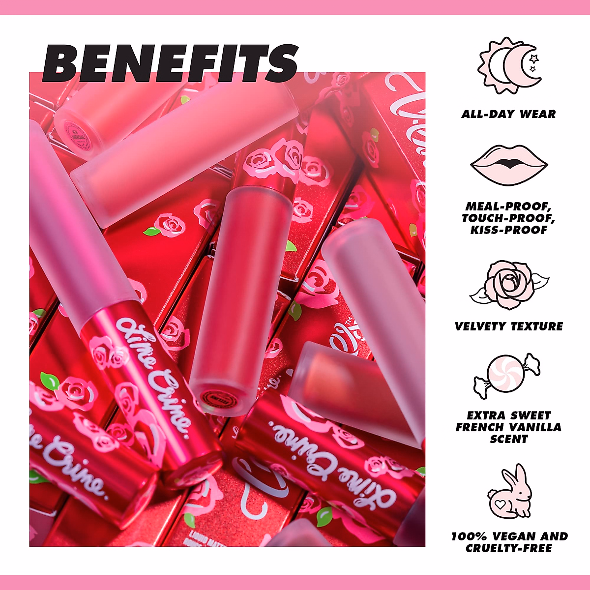 Lime Crime Velvetines Liquid Matte Lipstick, Feelins (Deepest True Red) - Bold, Long Lasting Shades & Lip Lining - Stellar Color & High Comfort for All-Day Wear - Talc-Free & Paraben-Free