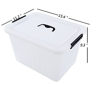 Xyskin 4-Pack 20 L Large Storage Box, Plastic Storage Bins with Lids, Clear
