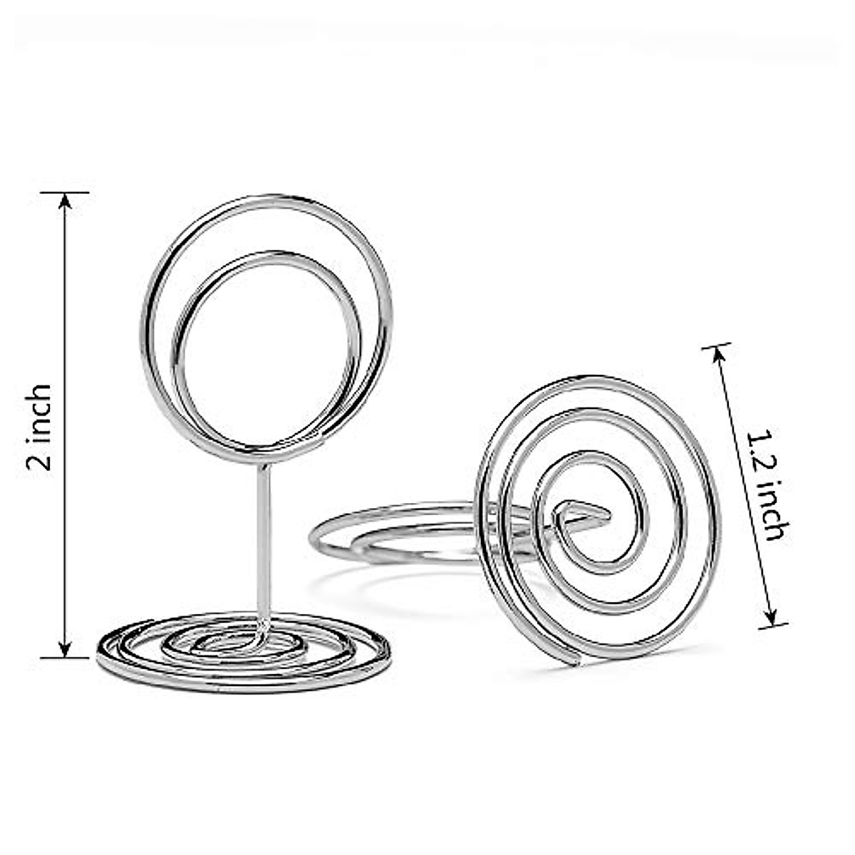 Jofefe 20pcs Mini Place Card Holders, Cute Table Number Holders, Classy Table Card Holder Table Picture Stands, Elegant Wire Photo Holder Menu Memo Clips, Idea for Wedding, Anniversary Party (Silver)