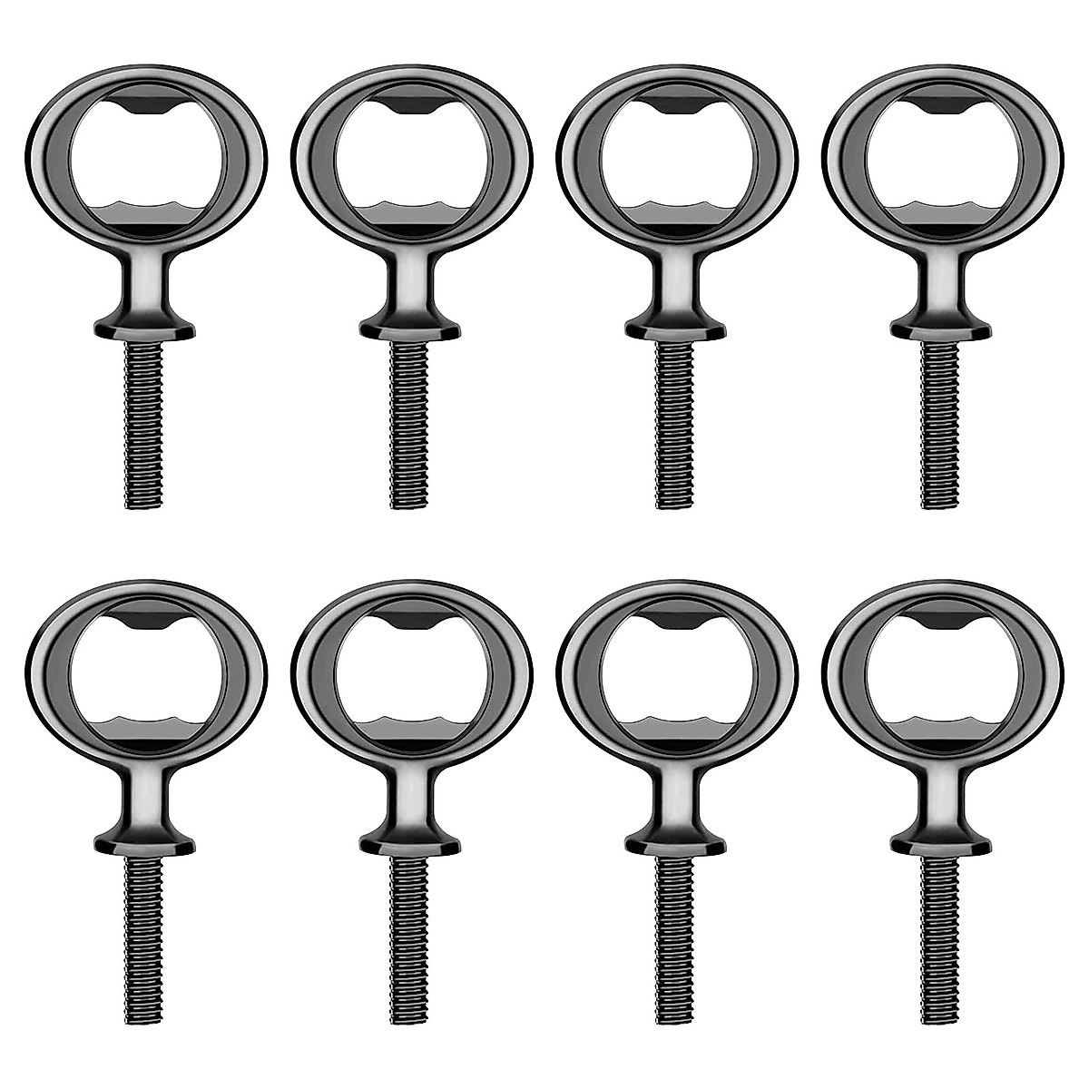 Ohiyoo Metal Bottle Opener Kits 8 Pack Blank Stainless Steel Bottle Opener Insert DIY Bottle Opener Hardware Bottle Opener Inserts for Wood Turning Kits Flat Bottle Opener Inserts Kit (Black)