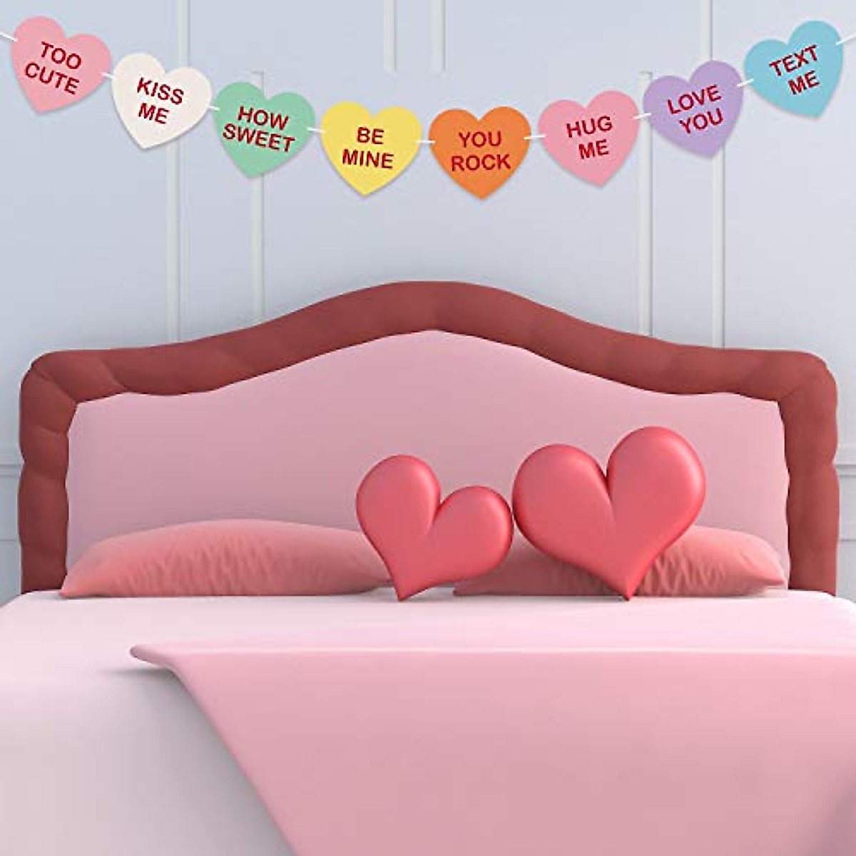 TUPARKA Valentine Conversation Candy Hearts Banner Valentine Candy Hearts Sayings Garland for Valentine's Day Decoration Party Supplies