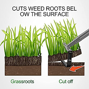 Walensee Mini Action Hoe for Weeding Stirrup Hoe Tools for Garden Hula-Ho with 14- Inch Scuffle Loop Hoe Gardening Weeder Cultivator, Sharp Durable Metal Handle Weeding Rake with Cushioned Grip, Grey