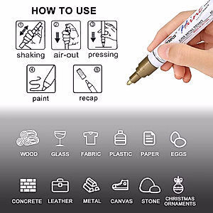 Overseas Permanent Paint Pens Black Markers - 2 Pack Single color Oil Based Paint Markers, Medium Tip, Quick Drying and Waterproof Marker Pen for Metal, Rock Painting, Wood, Plastic, Canvas, Mugs