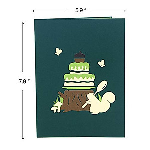 Ribbli Squirrel Cake Handmade 3D Pop Up Card,Greeting Card,Happy Birthday Card,Anniversary Card,For Him,Men,Dad,Husband,Boyfriend,Brother,Son,Kid,Friend,Any Occasion,with Envelope