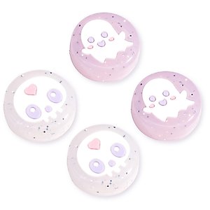 BelugaDesign Ghost Thumb Grips | Halloween Gothic Clear Jelly Glitter Joystick Grip Button Caps | Compatible with Nintendo Switch Standard Lite OLED