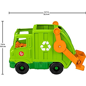 Fisher-Price Little People Toddler Toy Recycling Truck Musical Garbage Vehicle with Figure for Preschool Pretend Play Ages 1+ Years