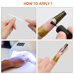 AHIER Gold Horseshoe Nail Forms, 200PCS Nail Extension Tips and UV Gel Guide Stickers