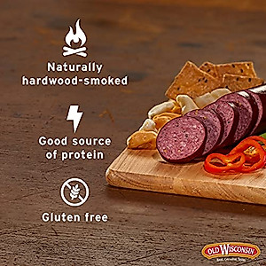 Old Wisconsin Premium Summer Sausage, 100% Natural Meat, Charcuterie, Ready to Eat, High Protein, Low Carb, Keto, Gluten Free, Beef Flavor, 8 Ounce