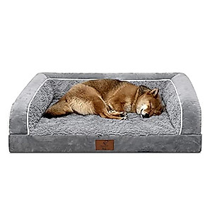 Yiruka Dog Beds for Large Dogs, Washable Dog Bed Sofa with Removable Cover, Waterproof Dog Bed Couch with Nonslip Bottom, High Bolster Dog Bed, Orthopedic Large Dog Bed up to 65 lbs
