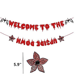 Stranger Party Banner Stranger Themed Party Banner Glitter Welcome To The Upside Down Banner for Stranger Party Decorations