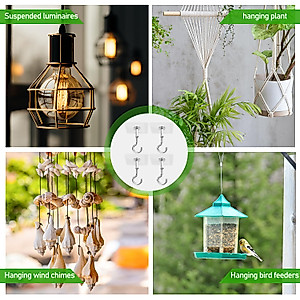 4 Pack Adhesive Ceiling Hooks Large Super Heavy Duty Hooks for Hanging Plants, Lights, Wind Chimes, Lanterns No Drill Strong Outdoor Sticky Ceiling Hanger Drill Free Metal Hook for Ceiling Decoration