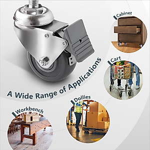 POWERTEC 17202 Dual Locking Swivel Caster Wheels Set of 4 with 400 lb Weight Capacity