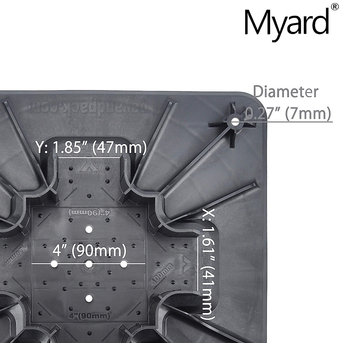 PNP153544 Myard Deck Foundation Block for Wood Composite Floor Frame Pier Shed Base Footing Post Beam Support (Qty 4, Black)