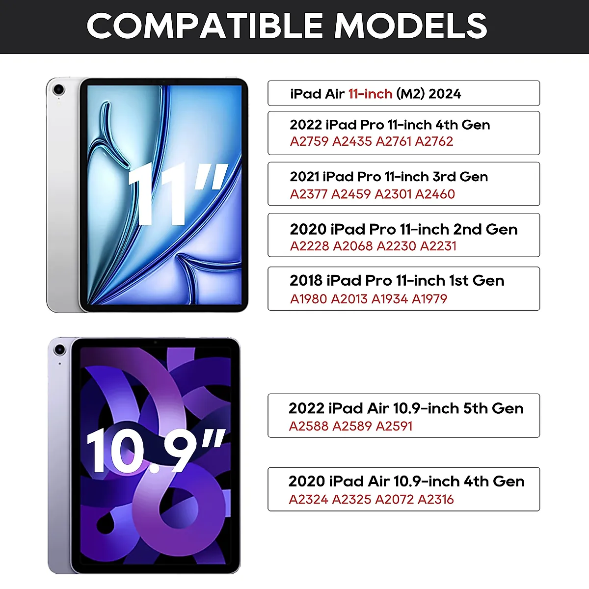 Swivel Keyboard Case for Apple iPad Air 11-inch M2 2024, iPad Pro 11 inch 4th 3rd 2nd 1st,iPad Air 5th 4th Generation 10.9-inch, Trackpad, RGB Backlit, Pencil Holder, Space Gray