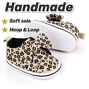 YTWM Baby Girls Shoes Leopard Walking Shoe for 0-18 Months, Easy Wear Non Slip Lightweight Baby Indoor Outdoor Sneakers