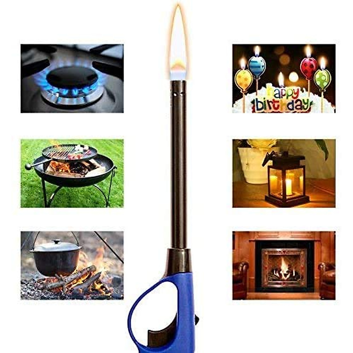 Elite Brands USA Long Lighters Pack, 5 Pack of Butane Refillable Fire Lighters, Ideal as Multipurpose Utility Lighters BBQ Lighters Grill Lighters Kitchen Lighters,Multilor,Large