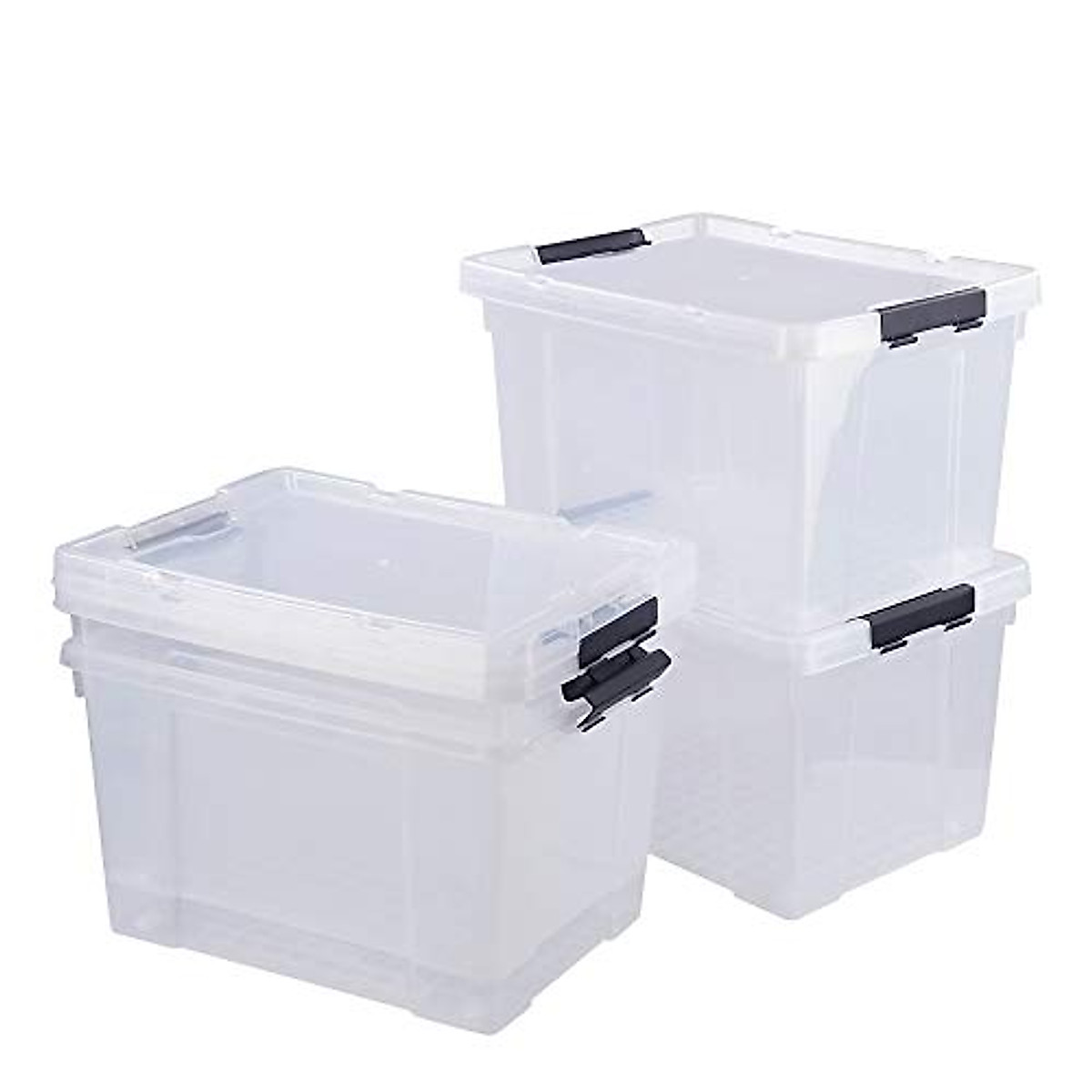 Tstorage 40 Quart Clear Plastic Storage Box with Lid and Wheels, Large Storage Bin, 4 Packs