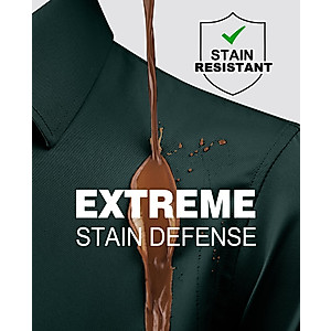 Alimens & Gentle Slim Fit Mens Dress Shirts Long Sleeve Dress Shirts for Men Stain Sheild Button Down Shirt Men Big Dark Green