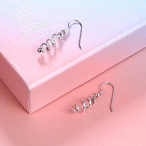 925 Sterling Silver Cute Exquisite Dangle Earrings Curve Twist Shape Spiral Dangle Stud Earrings for Women Birthday Gift