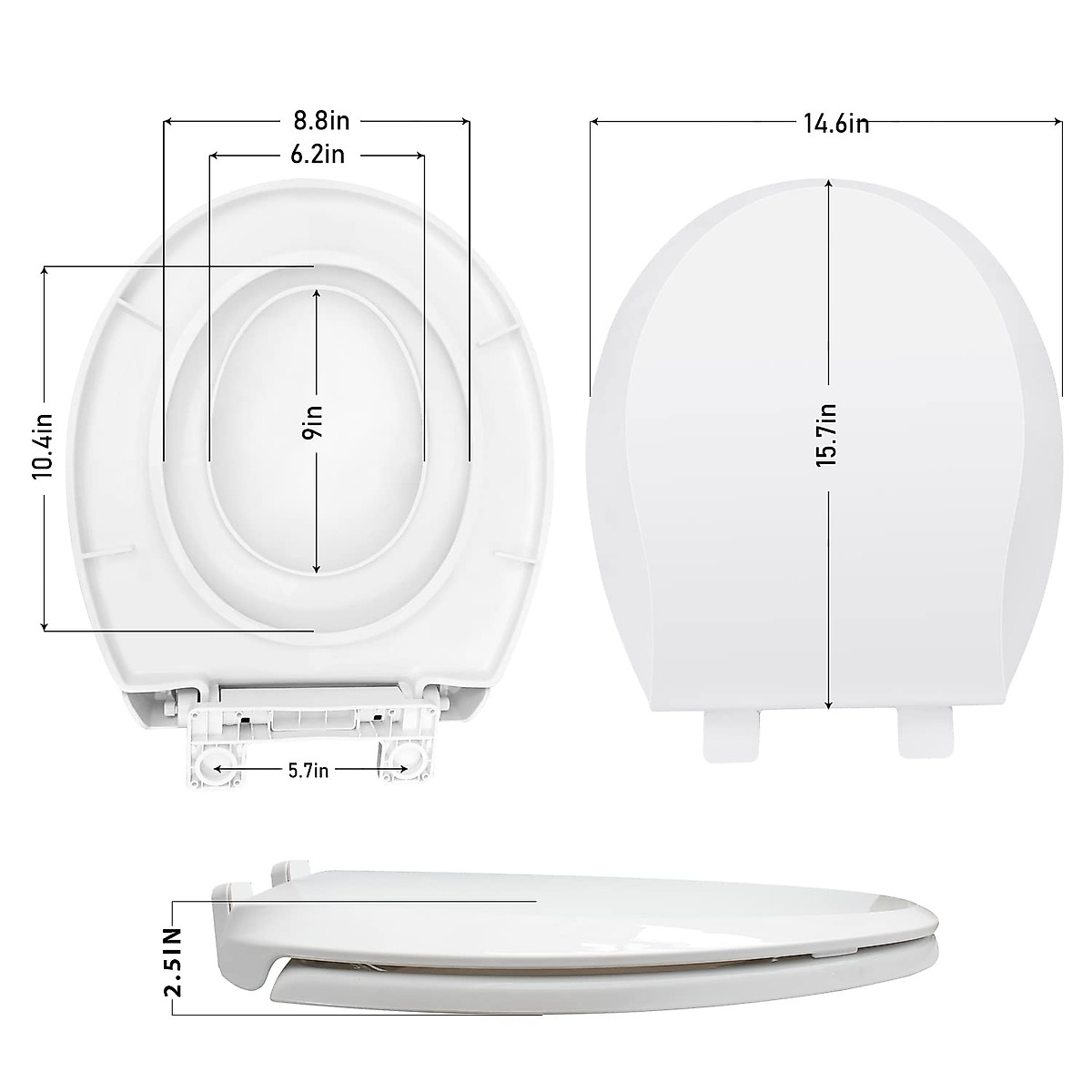 Toilet Seat with Built in Potty Training Seat/Toilet Seat with Cover,Durable Plastic,Replacement Toilet Seats - Short White