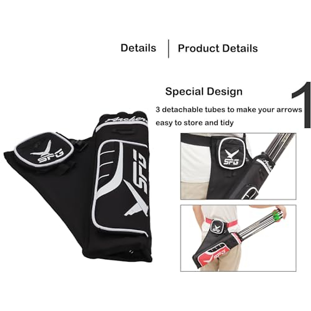 Ltvystore Archery Bag Outdoor Canvas Arrow Quiver Hunting Three Tube Archery Bag Waist Span Archery Accessories Archery Bag (black/three tupe)
