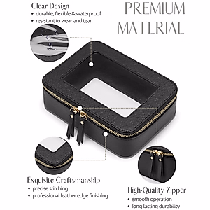 Popvibe Clear Makeup Case Black Toiletry Bag Travel Medium Clear Cosmetic Bag with Zipper, Small Make Up Bag Organizer Traveling TSA Approved Transparent Bag Car for Essentials