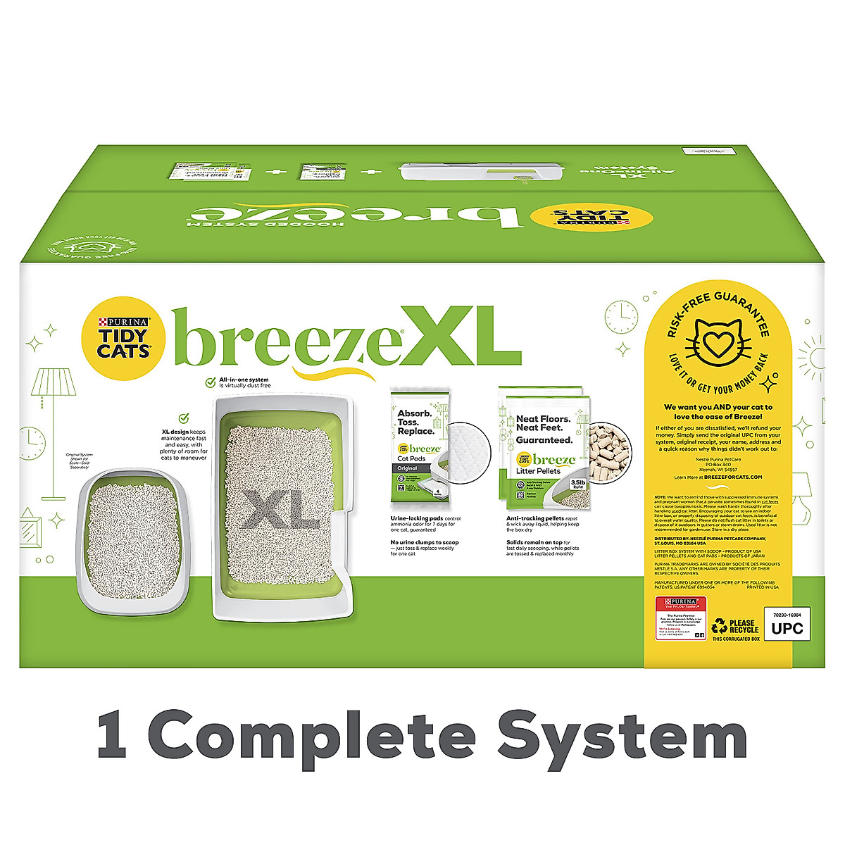 Purina Tidy Cats Non Clumping Litter System, Breeze XL All-in-One Odor Control & Easy Clean Multi Cat Box - 18 lb. Box