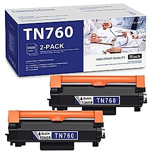 LVELIMIT TN760 High Yield Toner Cartridge Compatible TN-760 Replacement for Brother TN760 HL-L2350DW L2390DW L2395DW L2370DW/DWXL DCP-L2550DW MFC-L2710DW L2750DW L2750DWXL Printer, 2 Pack Black