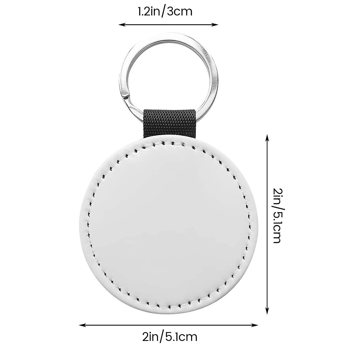 DistinctInk Vegan Leather Keychain Key Tag Key Ring - 2 inch circle - Black Glitter Back - Lawn Enforcement Officer, Lawnmower
