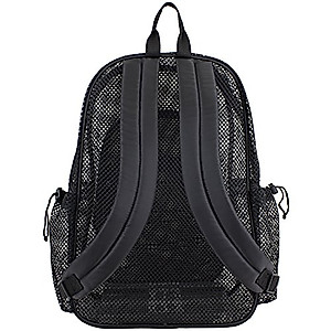 Eastsport XL Semi-Transparent Mesh Backpack with Comfort Padded Straps and Adjustable Bungee for Work, Sports, Beach, College and Security - Black