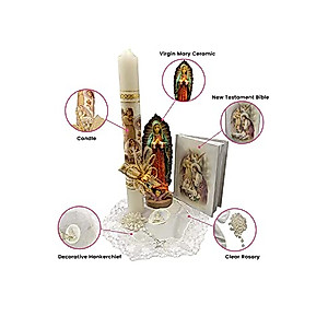 Lito First Communion Candle Set for Girls - White Candle Set Kit for Holy 1st Communion with Figurine - Spanish