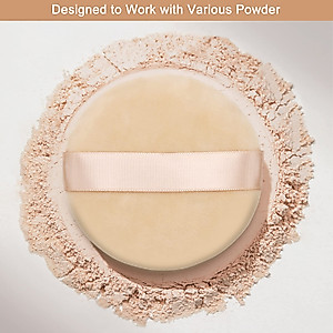 12 Pieces Cotton Powder Puff,3.15 inch Round Portable Soft Sponge Cosmetic Puffs,Velvet Powder Puff with Ribbon Band Handle for Loose Powder Body Powder Makeup Tool