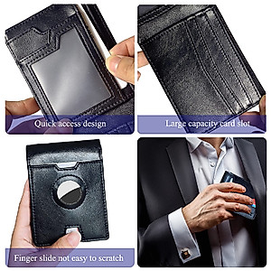 Bifold AirTag Wallets with RFID Blocking, Slim Front Pocket with Built-in Case Holder for Airtag (Airtag is not included)