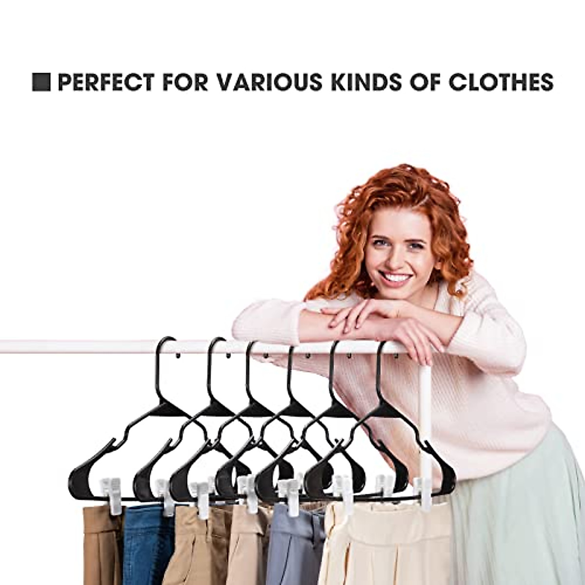 Cozymood Hanger Clips 40Pack Plastci Finger Clips for Hangers NO-Slip Strong Finger Clips Perfect for Velvet Hangers Plascti Hangers,Clothes Clips Black