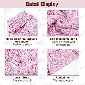 BEAUTYZOO Small Dog Sweater -Turtleneck Pullover Classic Cable Knit Fuzzy Winter Coat Dog Cold Weather Clothes for Small Medium Dogs Puppy Girl Boys(Gradient Rose, XXS)