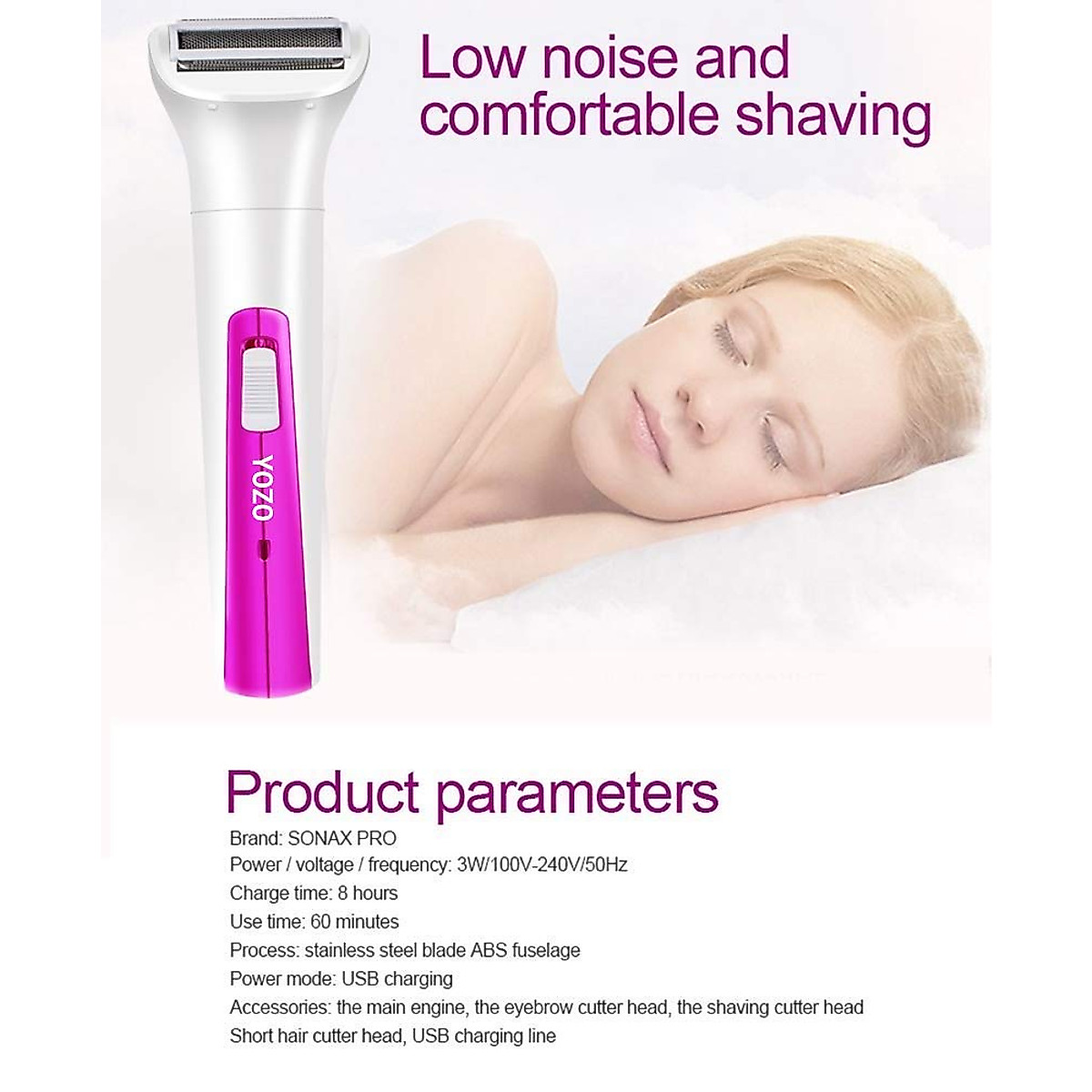Electric Razor for Women, Nivlan Painless 2 in 1 Wet & Dry Lady Shaver for Women, Portable Waterproof Bikini Trimmer Body Hair Removal for Legs, Underarms, Armpit, Face (Rose Gold)