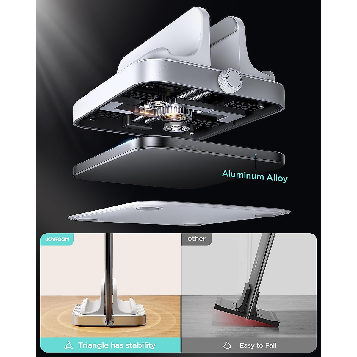 JOYROOM Vertical Laptop Stand,[User Friendly & Space Saving] Aluminum Laptop Holder Desktop Stand with Adjustable Knobs for MacBook/Surface/Dell/Chrome Book/Gaming Laptops [Up to 17.3 inch] White