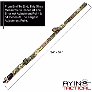 Two Point Sling with Push Attachment, Quick Thumb Loop Adjustment, and Sling Swivels - Color Options Available | AYIN (Black)