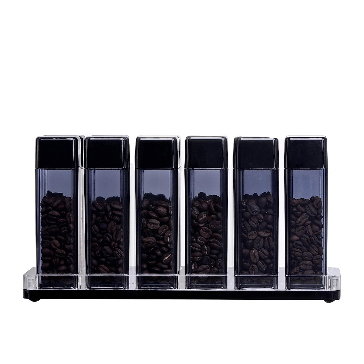 Normcore Single Dose Coffee Bean Storage Containers - 12 Tubes Espresso Bean Cellars with Stand & Hopper - One-Way Exhaust Valve - Capacity 25-28g - Lt Smoke Grey