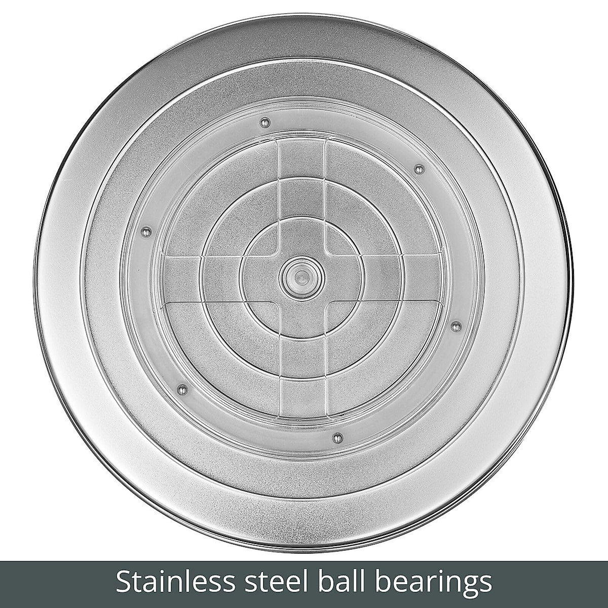 mDesign Rustic Lazy Susan Turntable Metal Spinner Tray - Kitchen Cabinet, Pantry, Fridge, Cupboards, or Counter Organizing, Fully Rotating Organizer for Food, Spices, or Condiments, 12" Round, Chrome